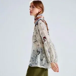 Zara | Tops | Zara Sheet Embroidered Floral Blouse | Poshmark